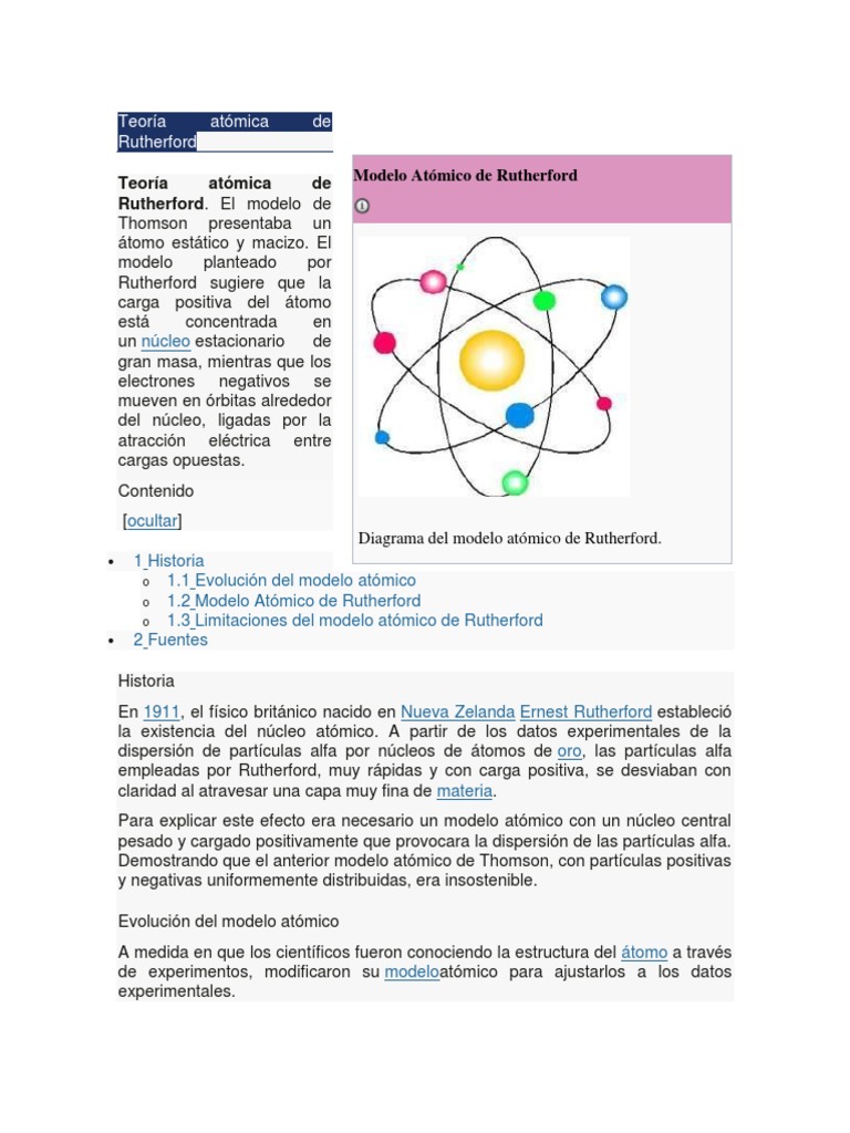 Teoría Atómica de Rutherford | PDF | Núcleo atómico | Átomos