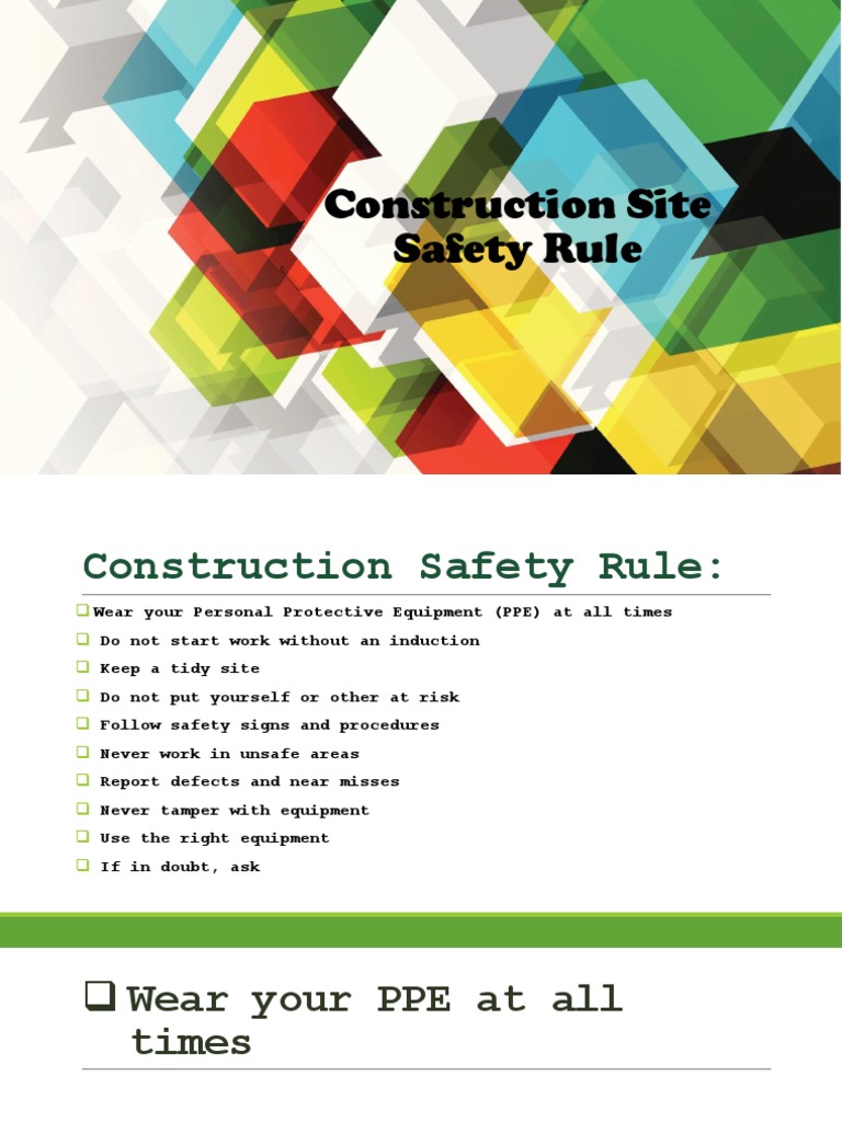 CONSTRUCTION SAFETY RULES | Safety | Personal Protective Equipment