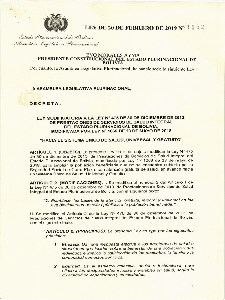 Ley #1152 | PDF