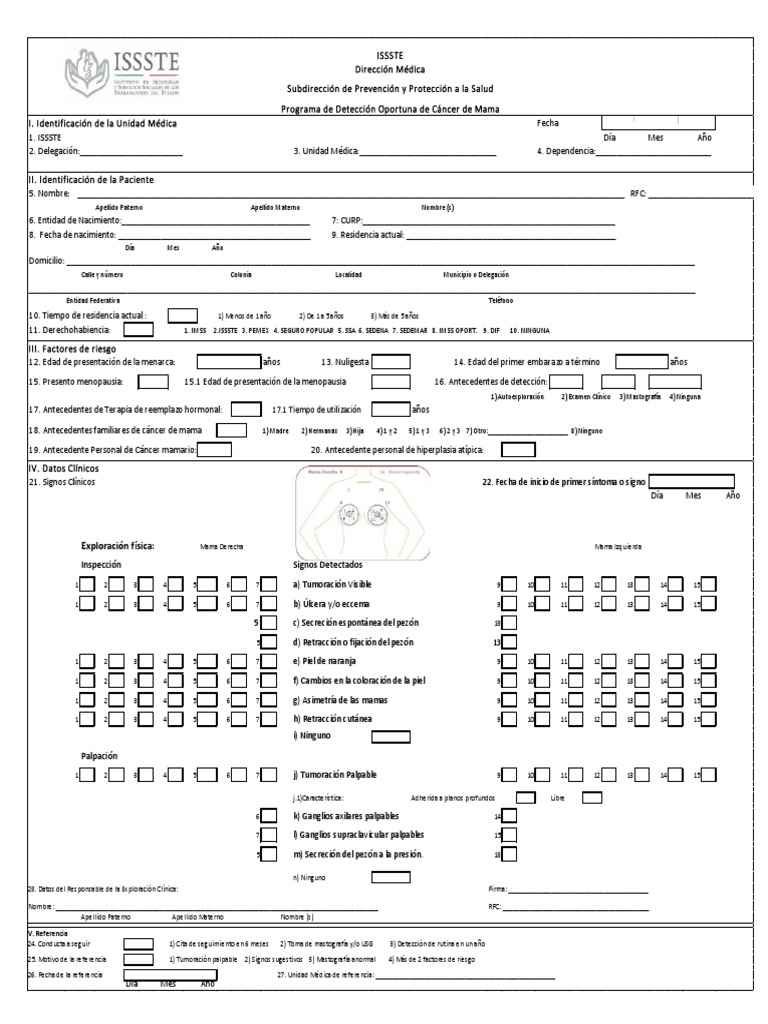 Formato de Exploración Clínica de La Mama | PDF | Cáncer de mama | Especialidades Medicas