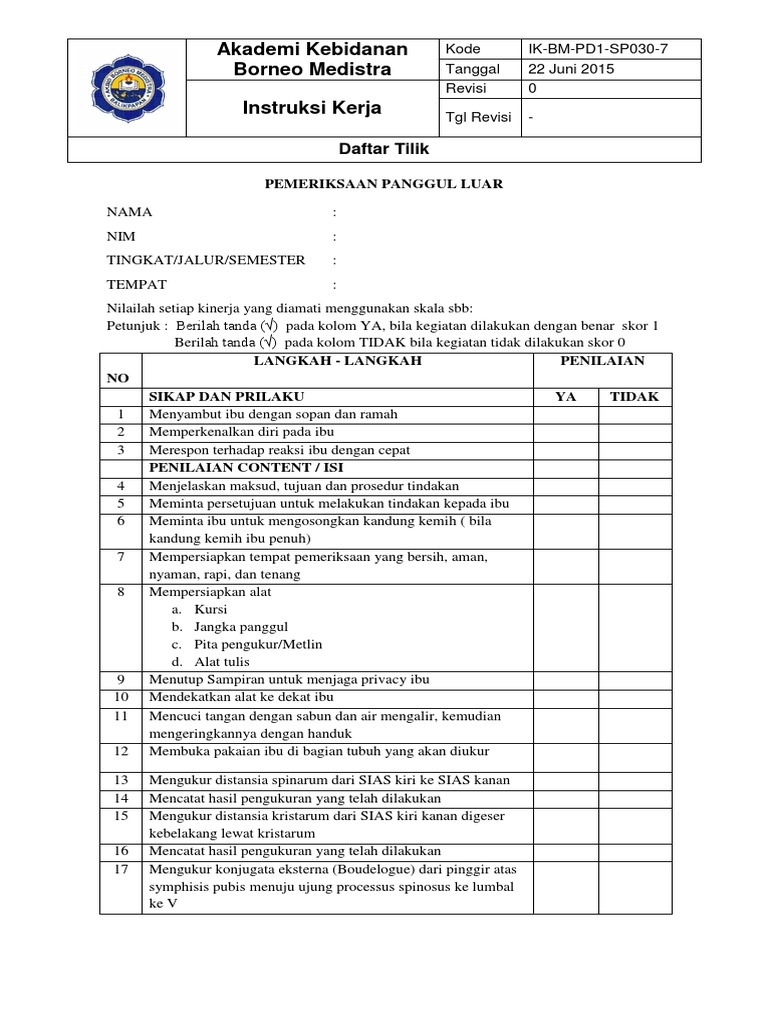 Pemeriksaan Panggul Luar | PDF