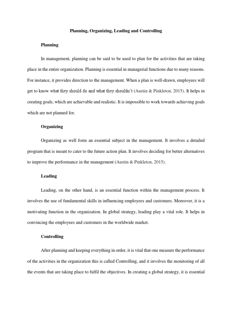 Management Functions: Planning to Controlling | PDF | Cognition ...