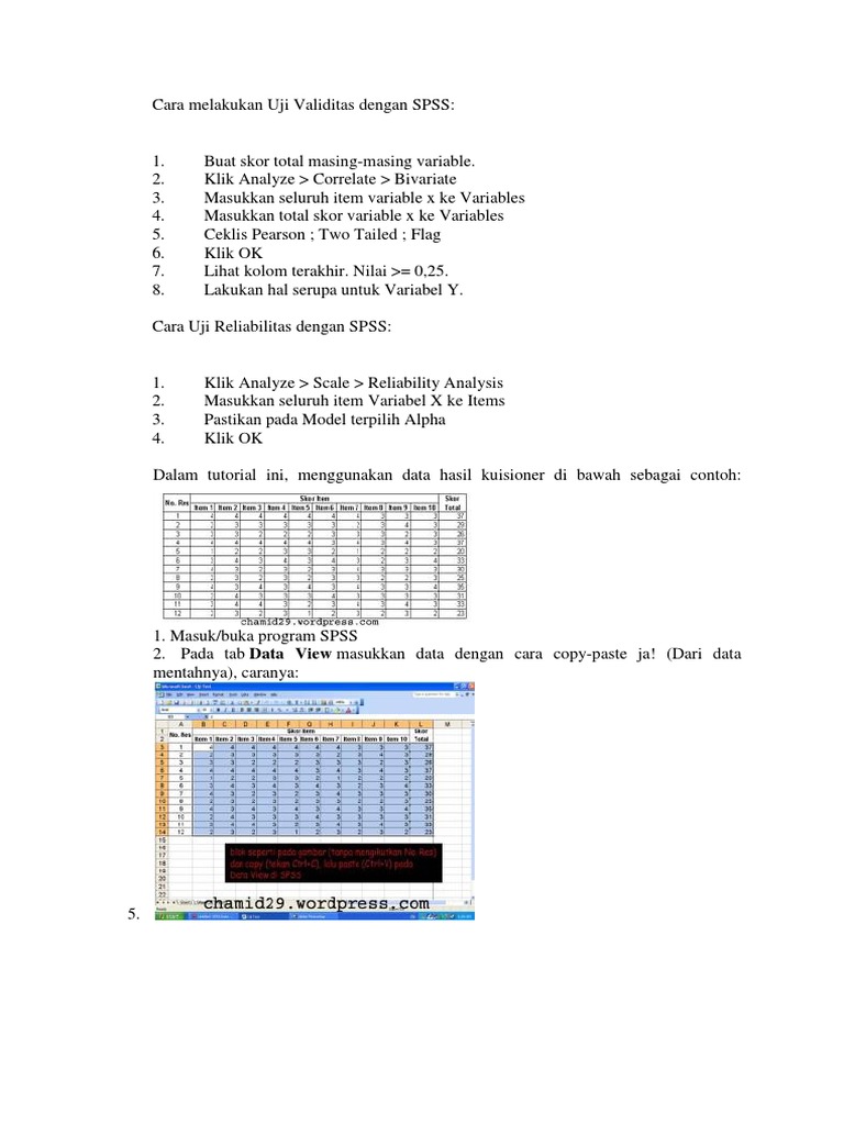 Cara Melakukan Uji Validitas Dengan SPSS | PDF | Metode & Bahan Ajar