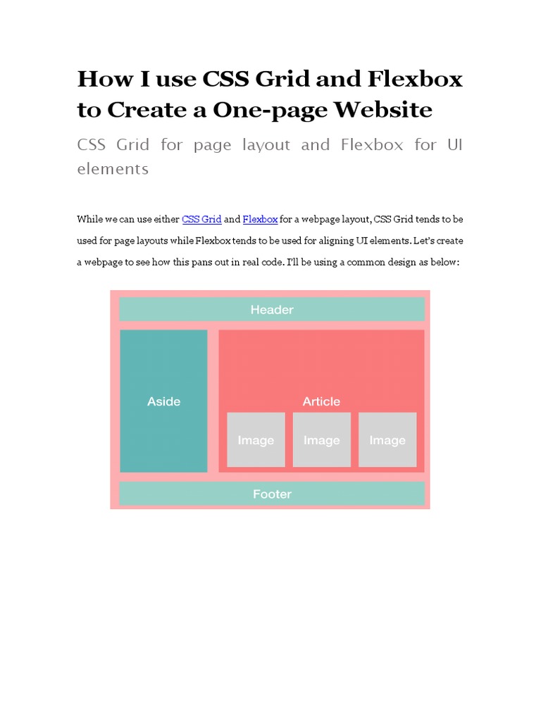 How I Use CSS Grid and Flexbox To Create A One | PDF | Web Page | Cascading Style Sheets