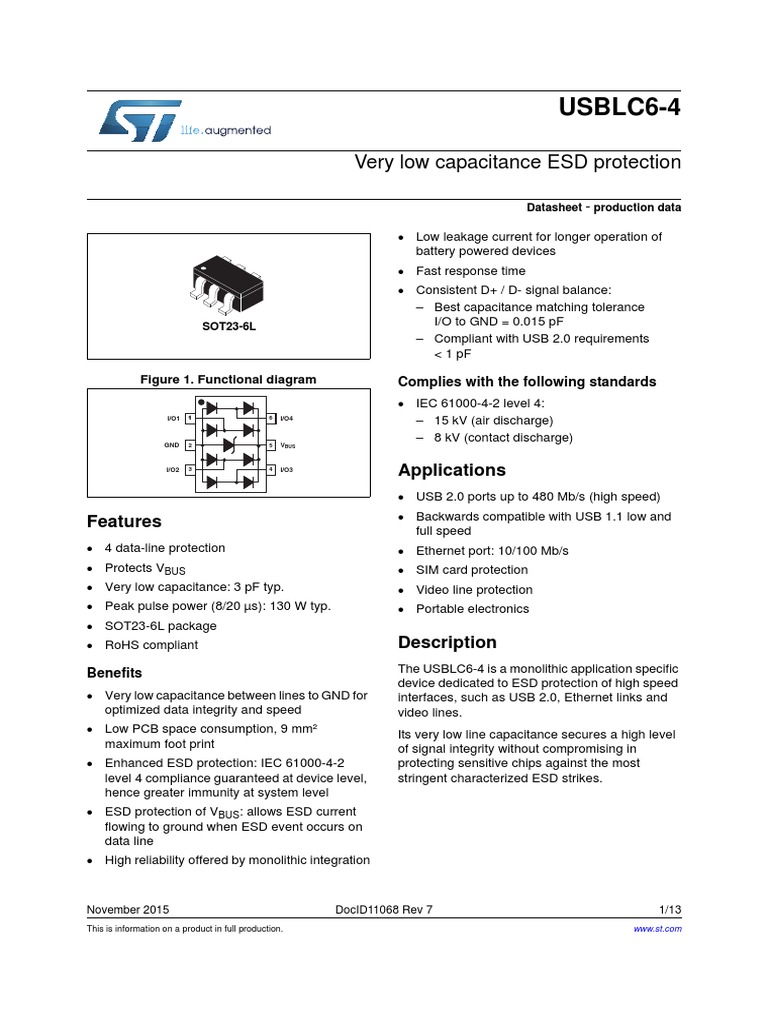 Usblc6 4 PDF | PDF | Analogue Electronics | Usb