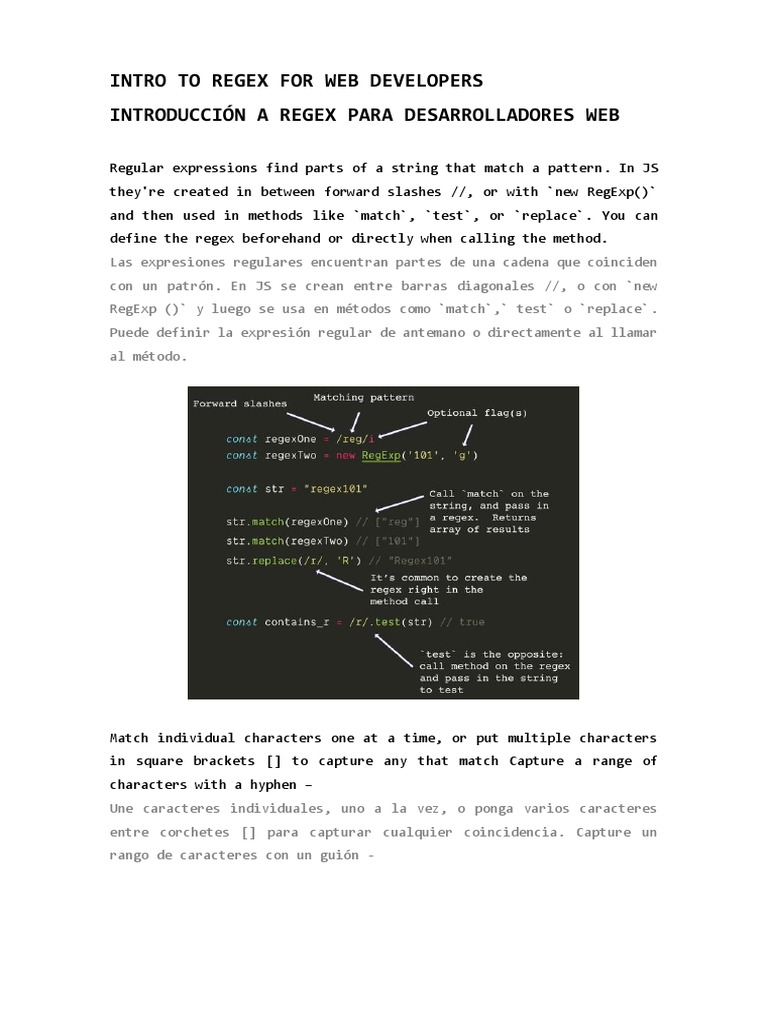 Introducción A Regex para Desarrolladores Web | PDF | Expresión regular | Desarrollo de software