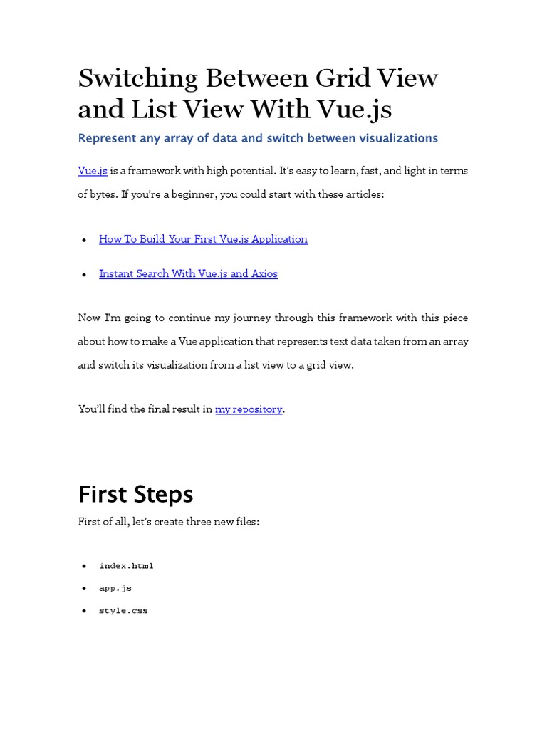 Switching Between Grid View and List View With Vue | Download Free PDF | Array Data Structure ...