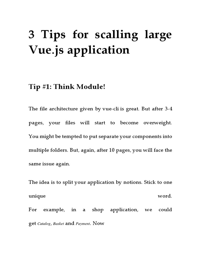 3 Tips For Scaling Large Vue Pdf Pdf Component Based Software Engineering Application