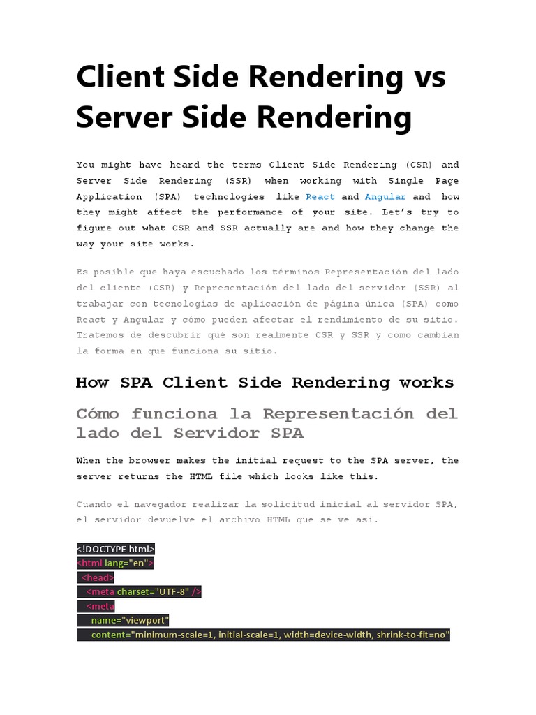 Client Side Rendering Vs Server Side Rendering | PDF | Software ...