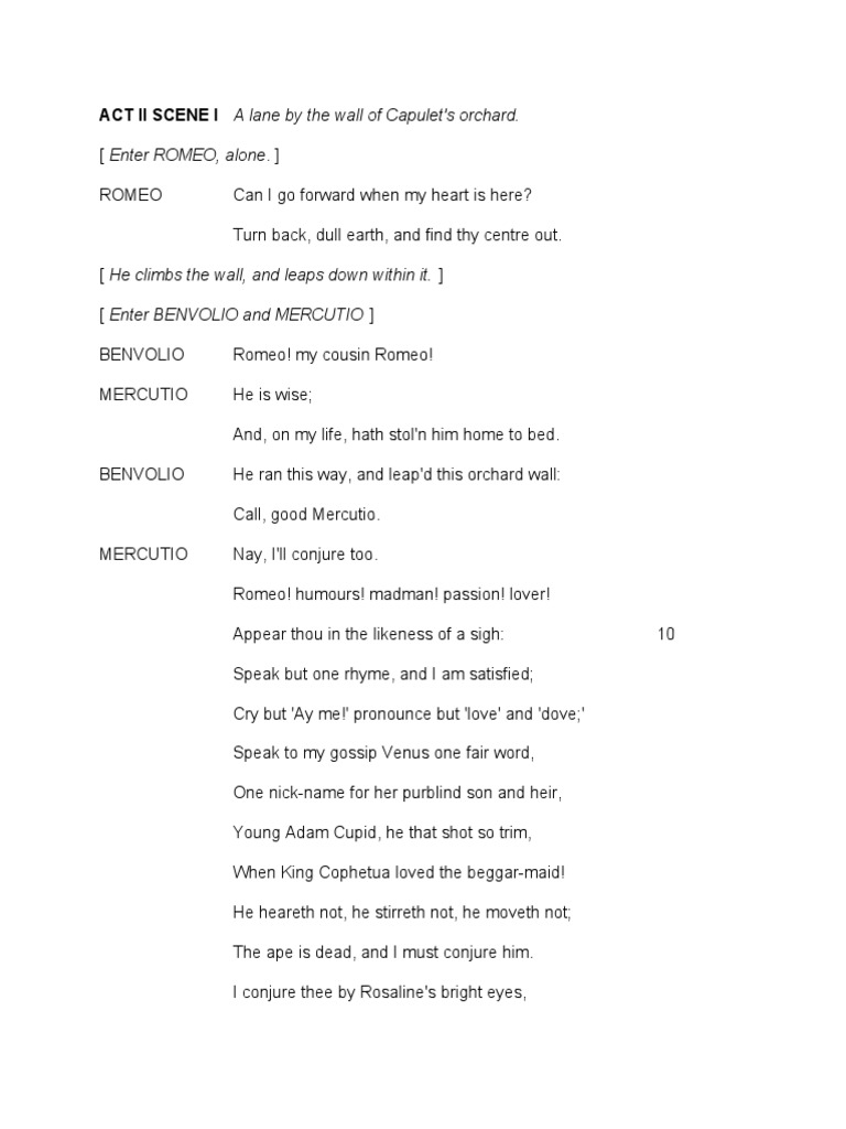 Romeo and Juliet ACT II | PDF | Characters In Romeo And Juliet | Romeo ...