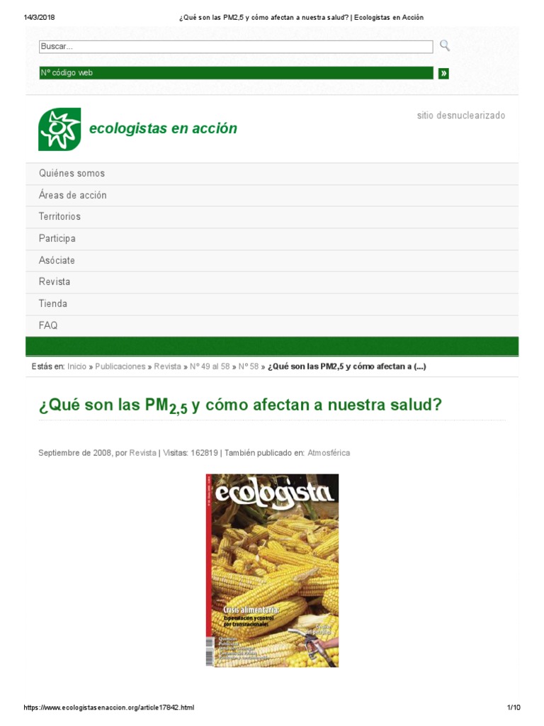 ¿qué Son Las Pm2 5 Y Cómo Afectan A Nuestra Salud Pdf Partículas