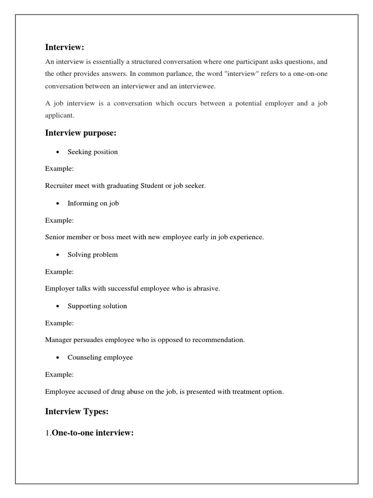 Interview Types and Purpose | PDF | Interview | Job Interview