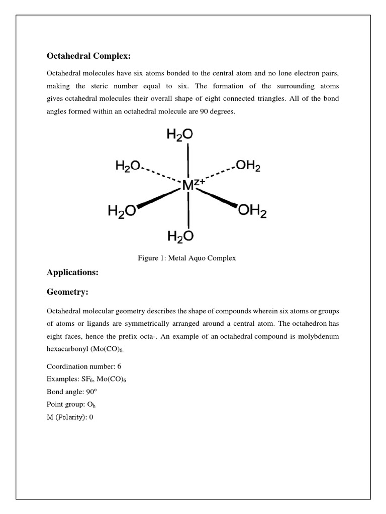 Properties of Octahedral and Tertahedral | PDF | Coordination Complex ...