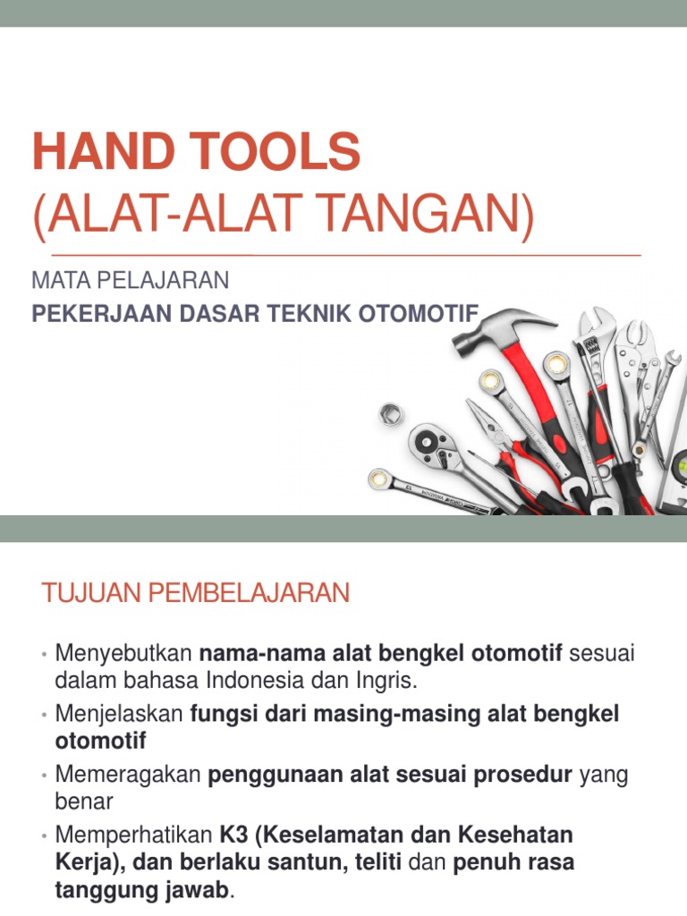 Hand Tools Pekerjaan Dasar Teknik Otomotif | PDF