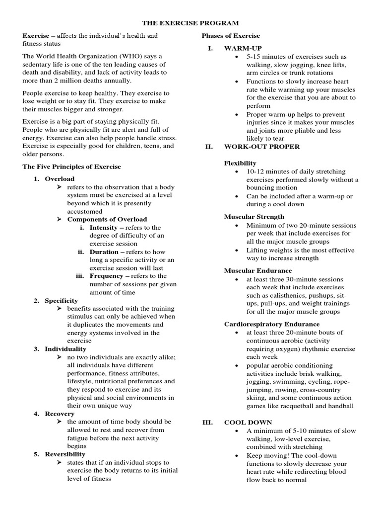 Comprehensive Exercise Program Guide | PDF | Physical Fitness | Aerobic ...