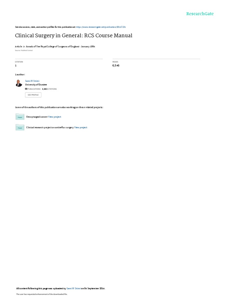 Clinical Surgery in General RCS Course Manual | PDF | Surgery ...