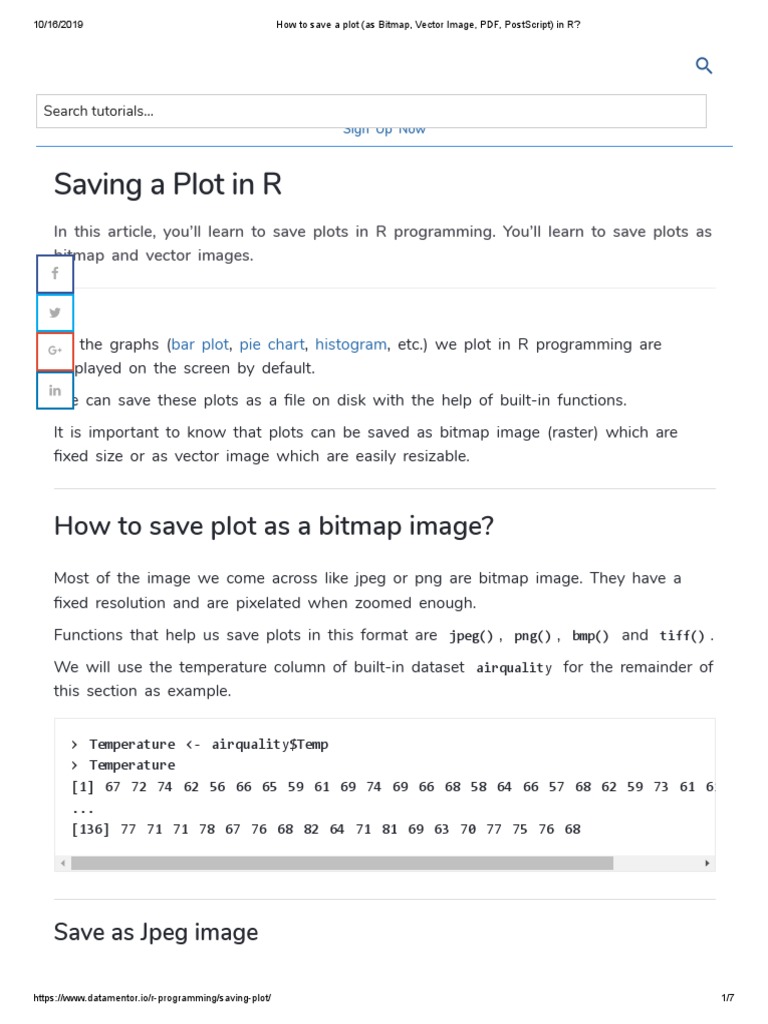 3.how To Save A Plot (As Bitmap, Vector Image, PDF, PostScript) in R ...