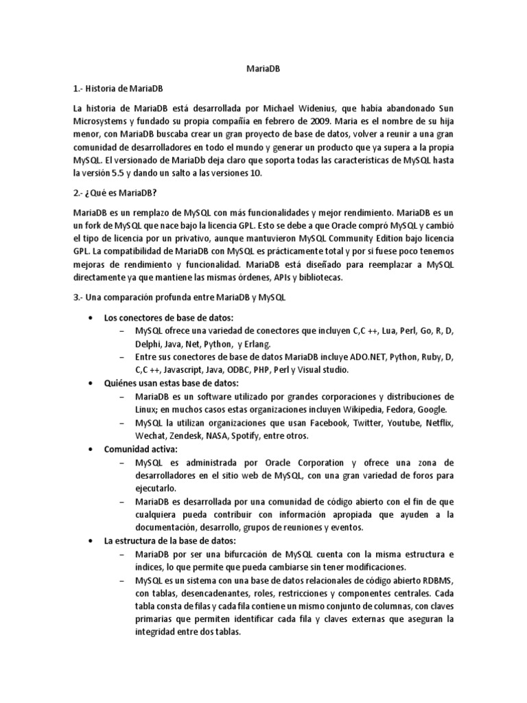 Una comparación exhaustiva entre MariaDB y MySQL: características ...