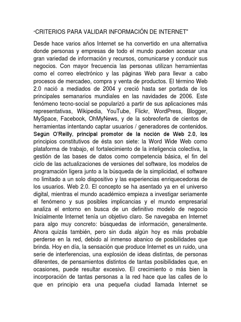 Validar Información de Internet | PDF | Internet | Red mundial