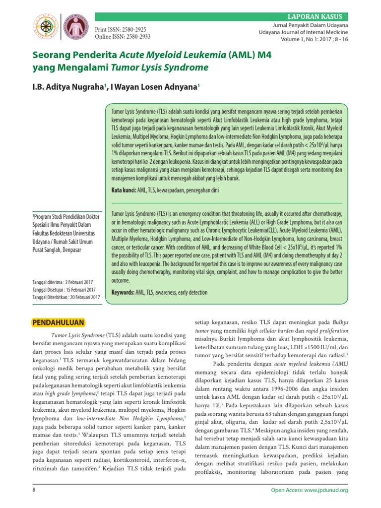 Seorang Penderita Acute Myeloid Leukemia (AML) M4 Yang Mengalami Tumor ...