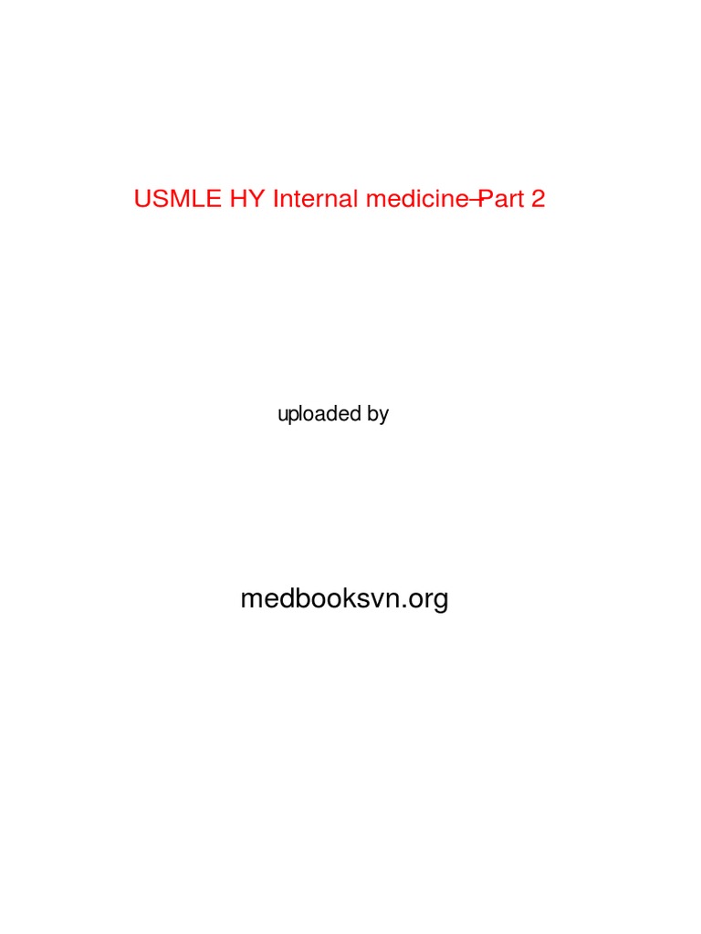 Usmle High Yield Internal Medicine Notes Part 2 2020 Pdf Urinary