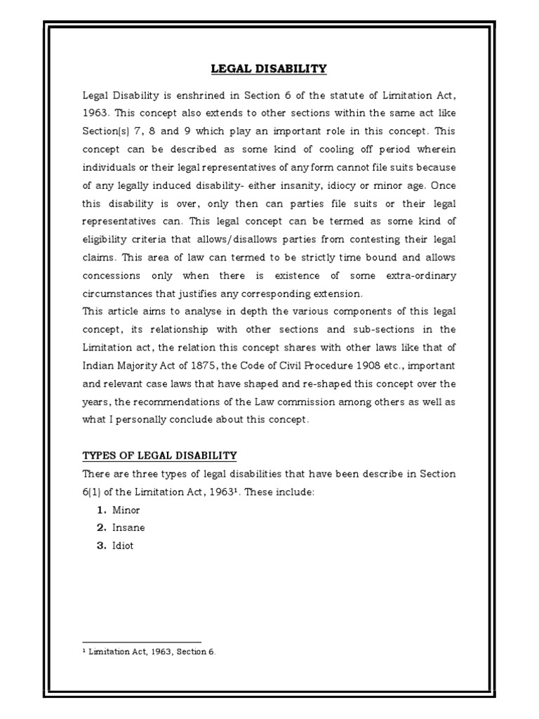 What Is Legal Disability: An Overview. | PDF | Insanity | Sanity