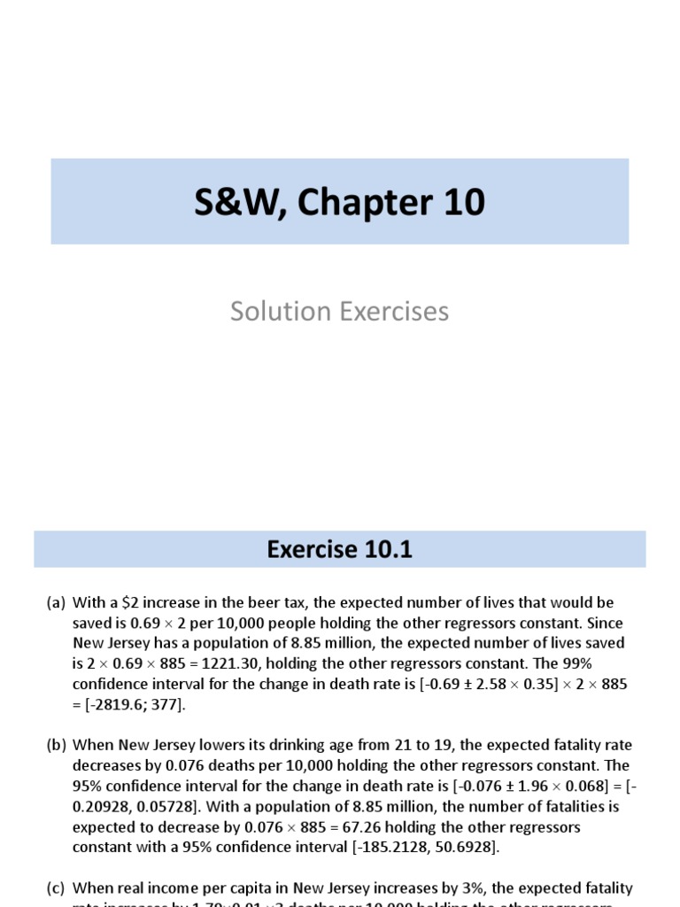 S&W, Chapter 10 Solutions | PDF | Dependent And Independent Variables ...