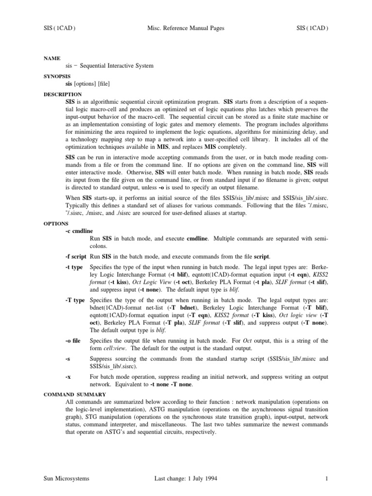 Sis Manual | PDF | Logic Gate | Input/Output