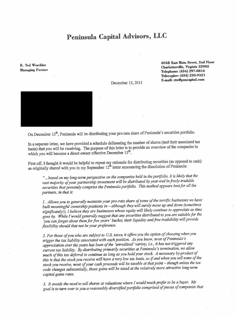 Peninsula Capital 2011 Q3 Letter PDF | PDF