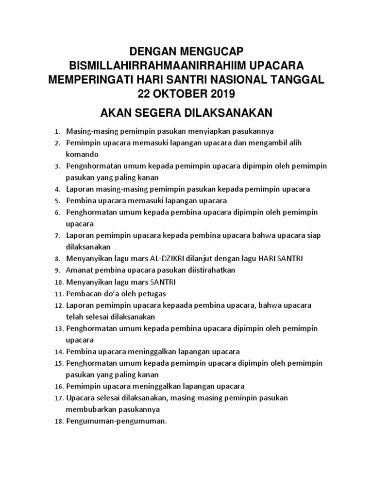 Teks Upacara Hari Santri | PDF