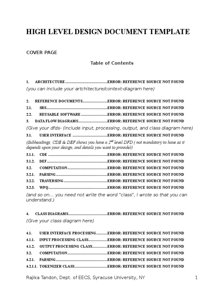 High Level Design Document Template | PDF | Parsing | Input/Output