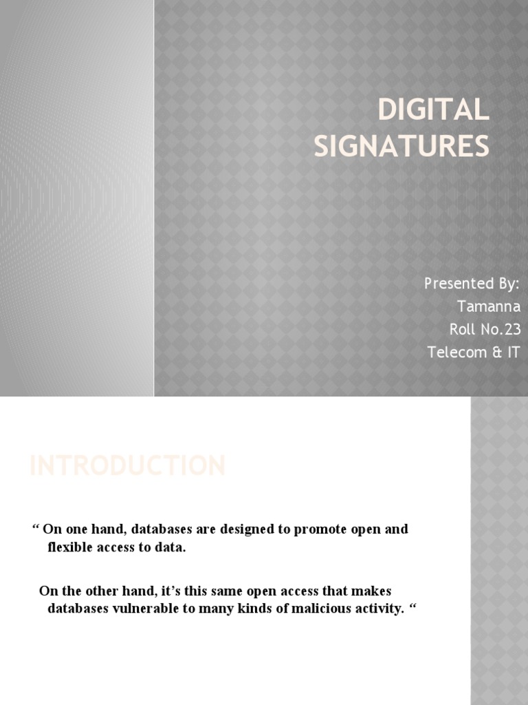 Introduction To Digital Signatures | PDF | Public Key Cryptography | Authentication