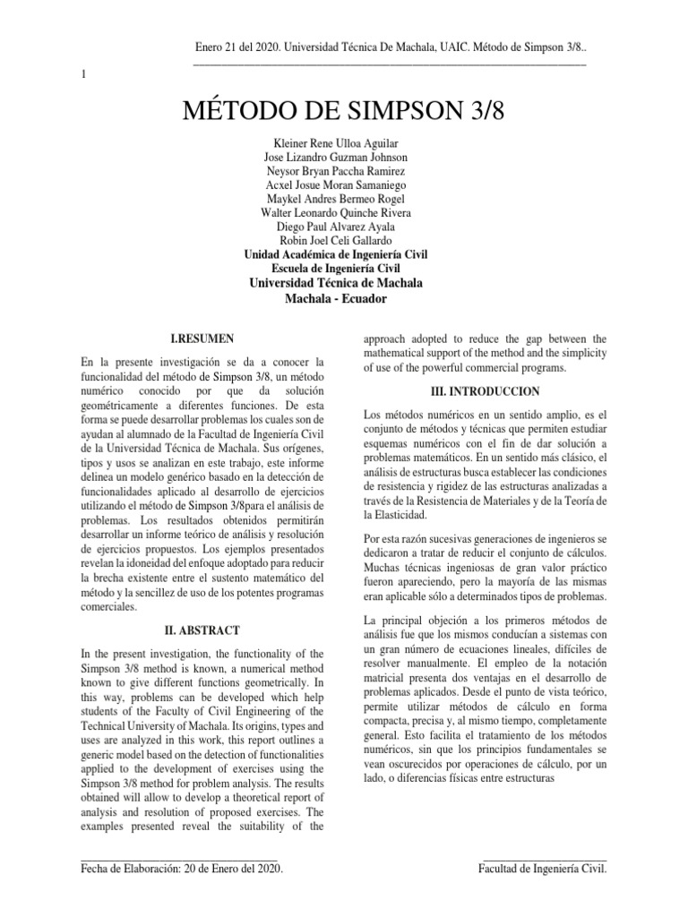 Metodo de Simpson Tres Octavos | PDF | Integral | Cálculo