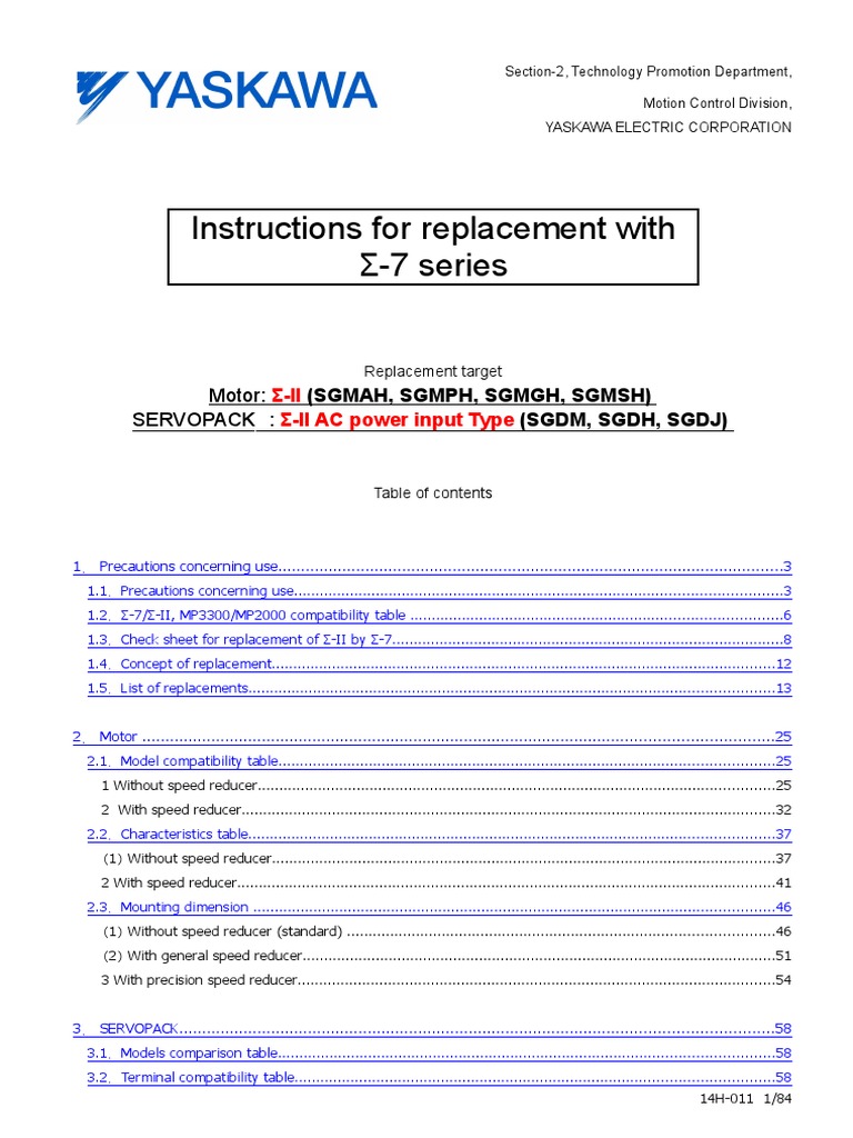 Sigma-II To Sigma-7 Transition Guide | PDF | Switch | Electric Motor