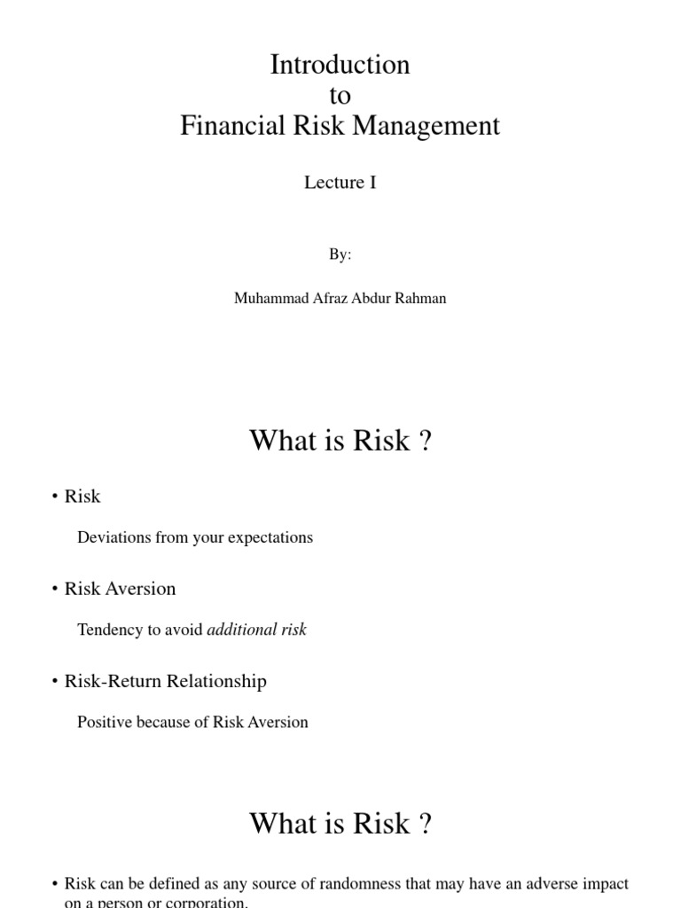 Financial Risk Management Overview | PDF | Risk Management | Financial Risk