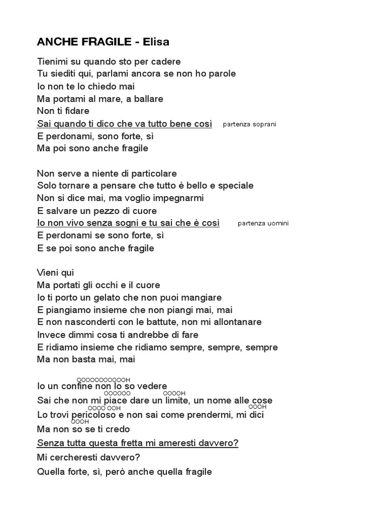 Anche Fragile Elisa Testo - Pages | PDF