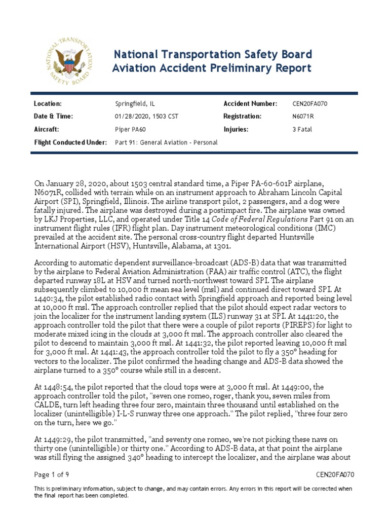 NTSB Report | PDF | Instrument Flight Rules | Aircraft