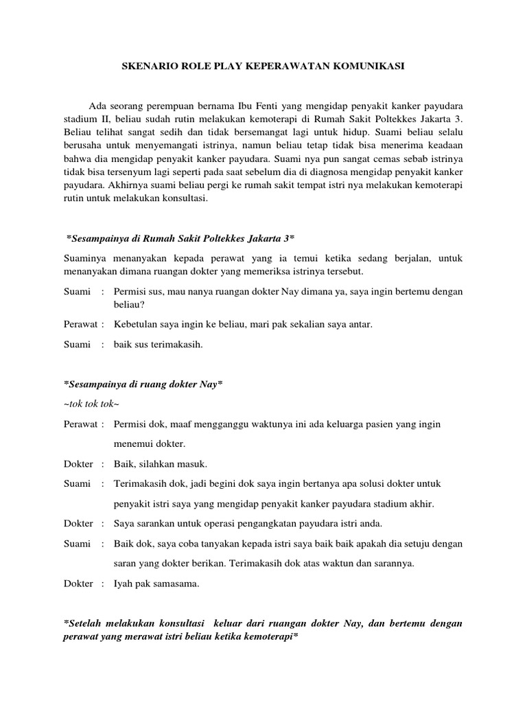 Skenario Role Play Keperawatan Komunikasi | PDF