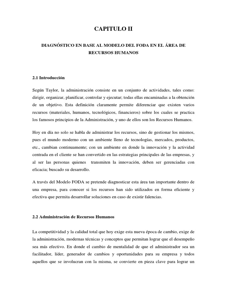 Diagnostico Foda de RH | PDF | Análisis FODA | Gestión de recursos humanos