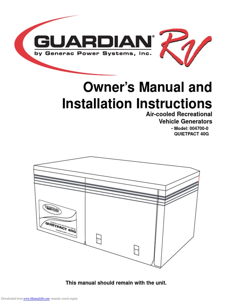 Generac Generator Owners Manual | PDF | Motor Oil | Alternating Current