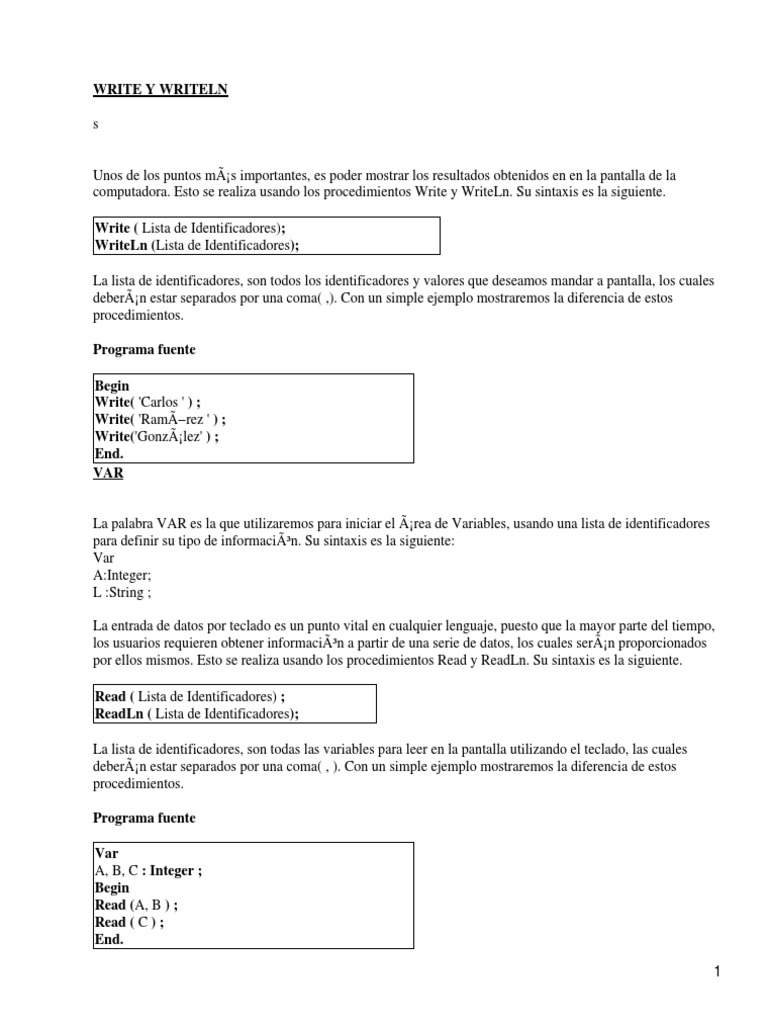 Documentos para Turbo Pascal | PDF | Lenguaje de programación | Programa de computadora