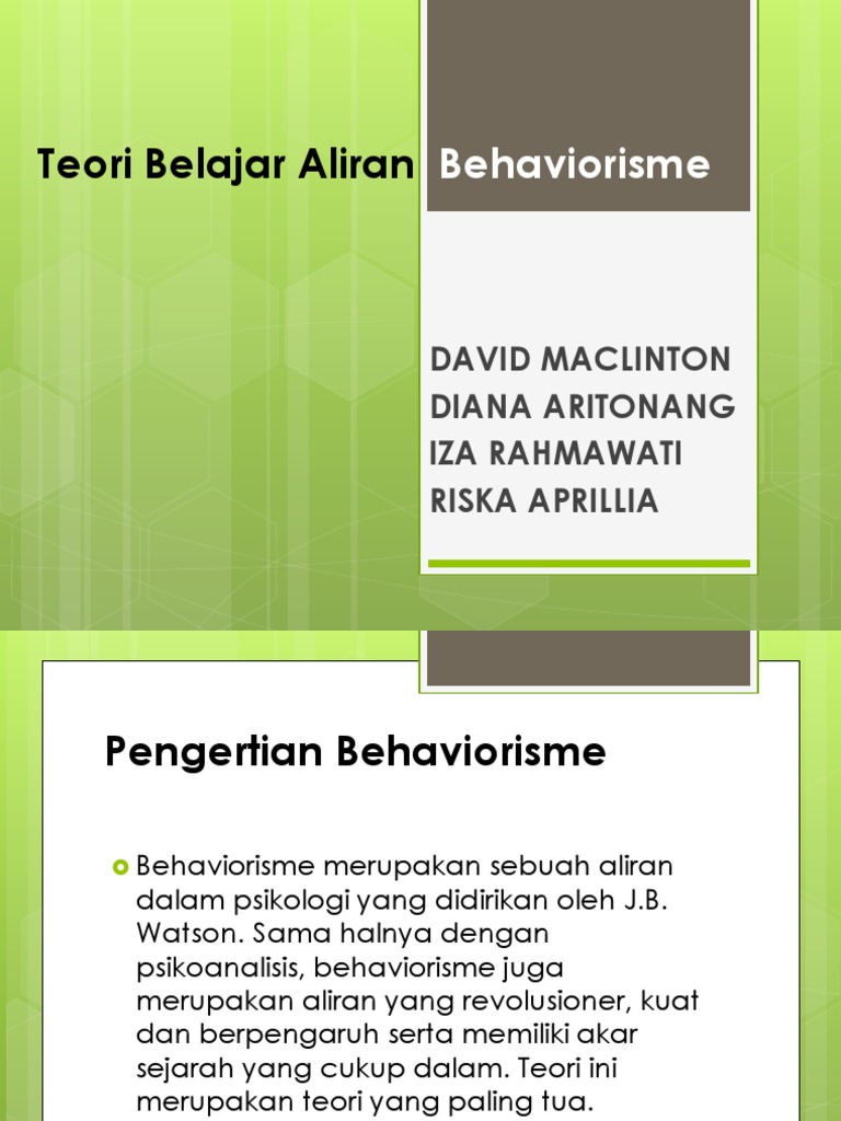 Teori Behaviorisme dalam Pendidikan | PDF | Karier & Perkembangan ...