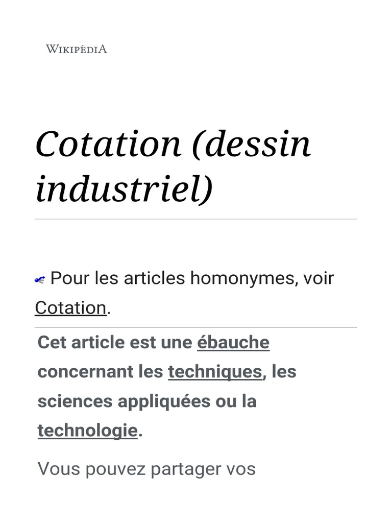 Cotation (Dessin Industriel) - Wikipédia | PDF | Tolérance géométrique ...