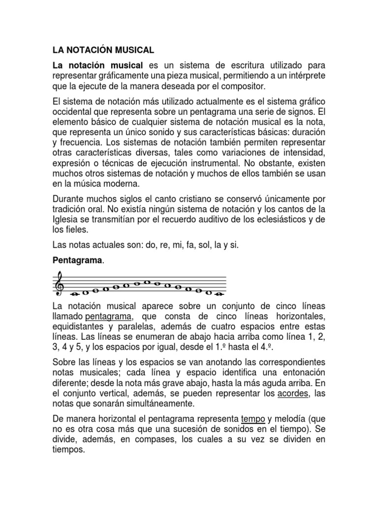La Notación Musical | PDF | Partituras | Notación musical