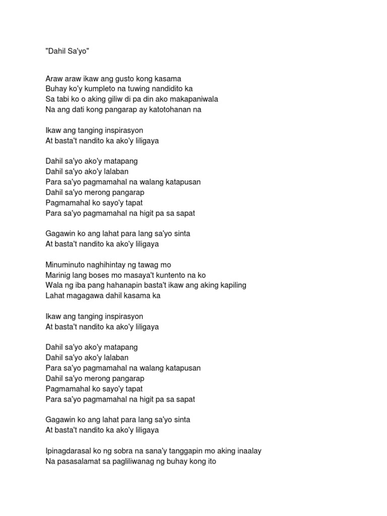 Dahil Sayo Lyrics | PDF