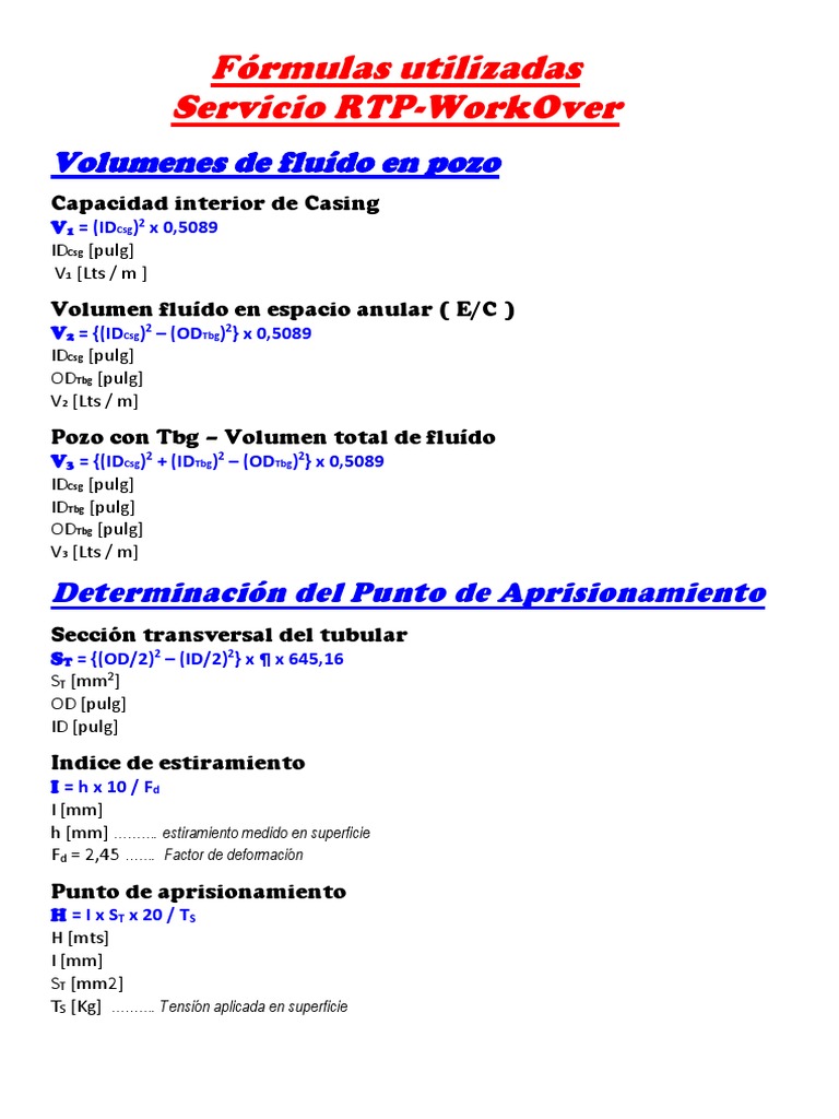 Fórmulas Utilizadas en El Servicio RTP | PDF