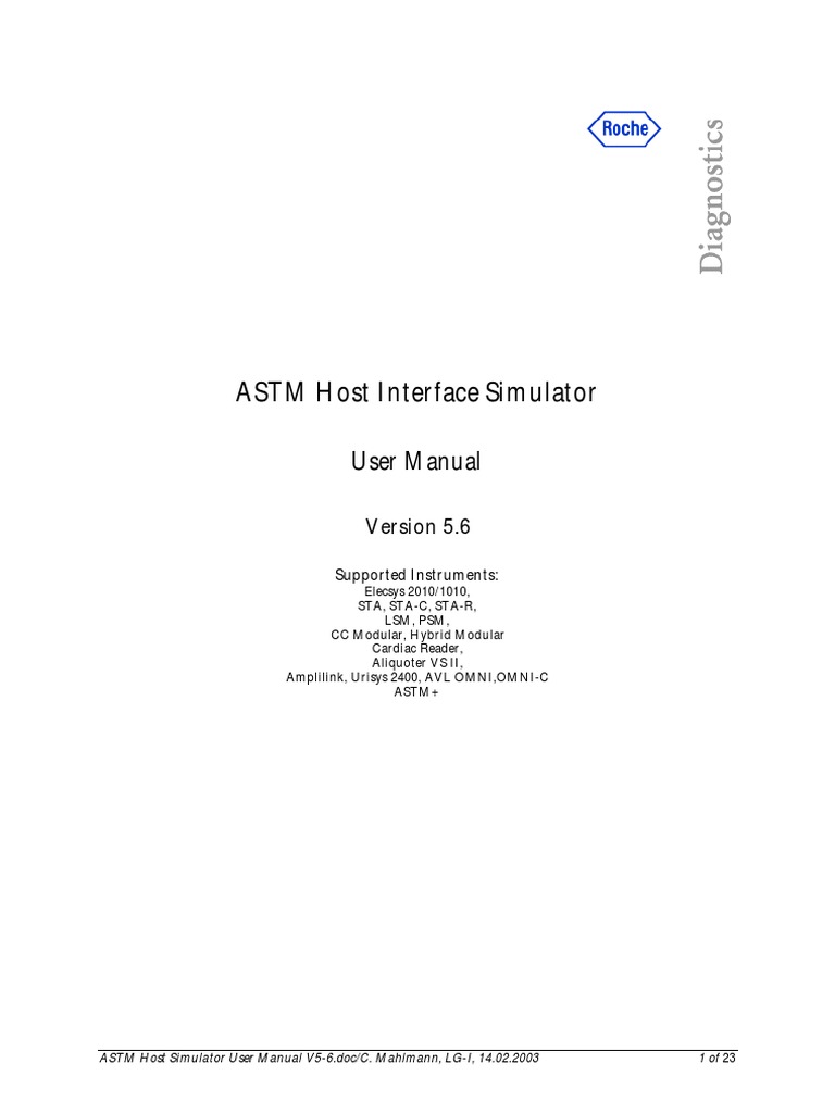 ASTM Host Simulator User Manual V5.6 | PDF | Port (Computer Networking ...