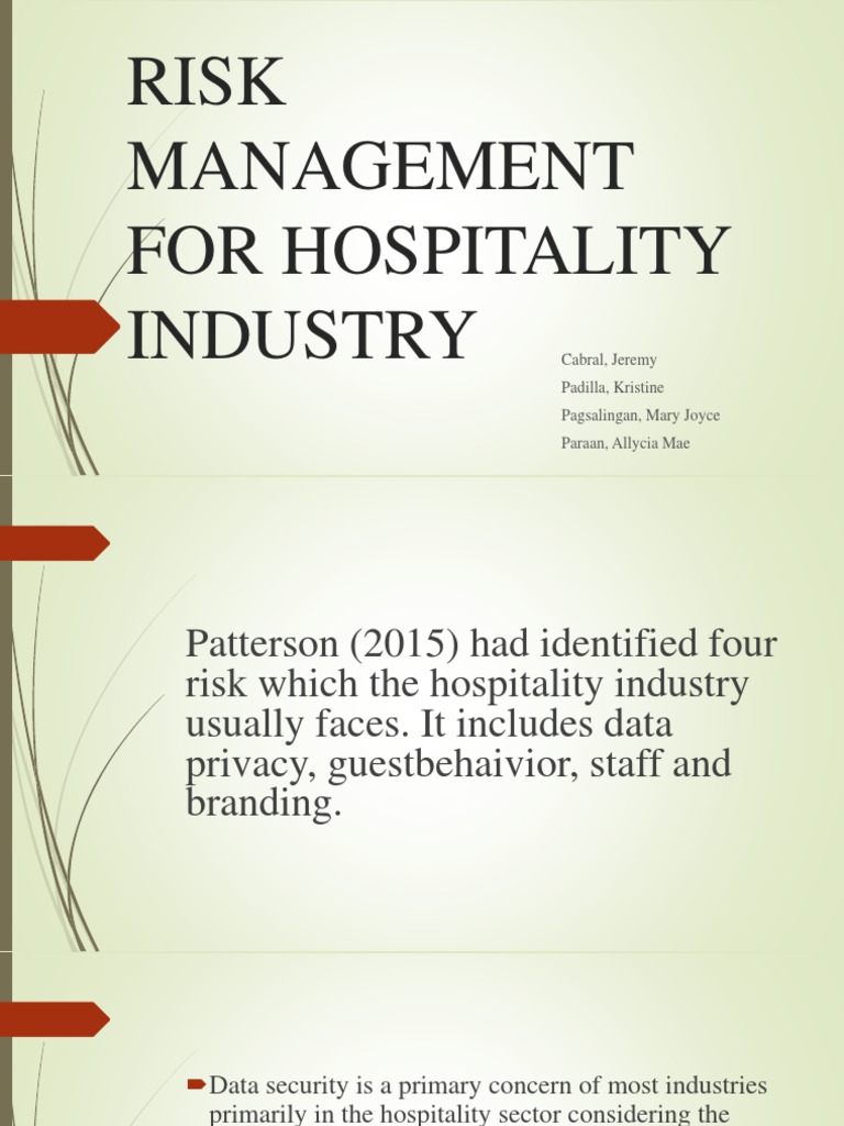 Risk Management For Hospitality Industry | PDF | Risk | Credit Card