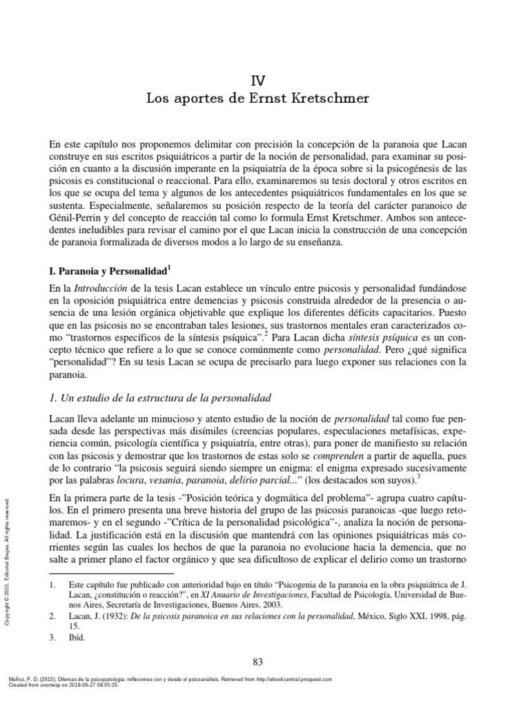 Los aportes de Ernst Kretschmer | Psicosis | Jacques Lacan