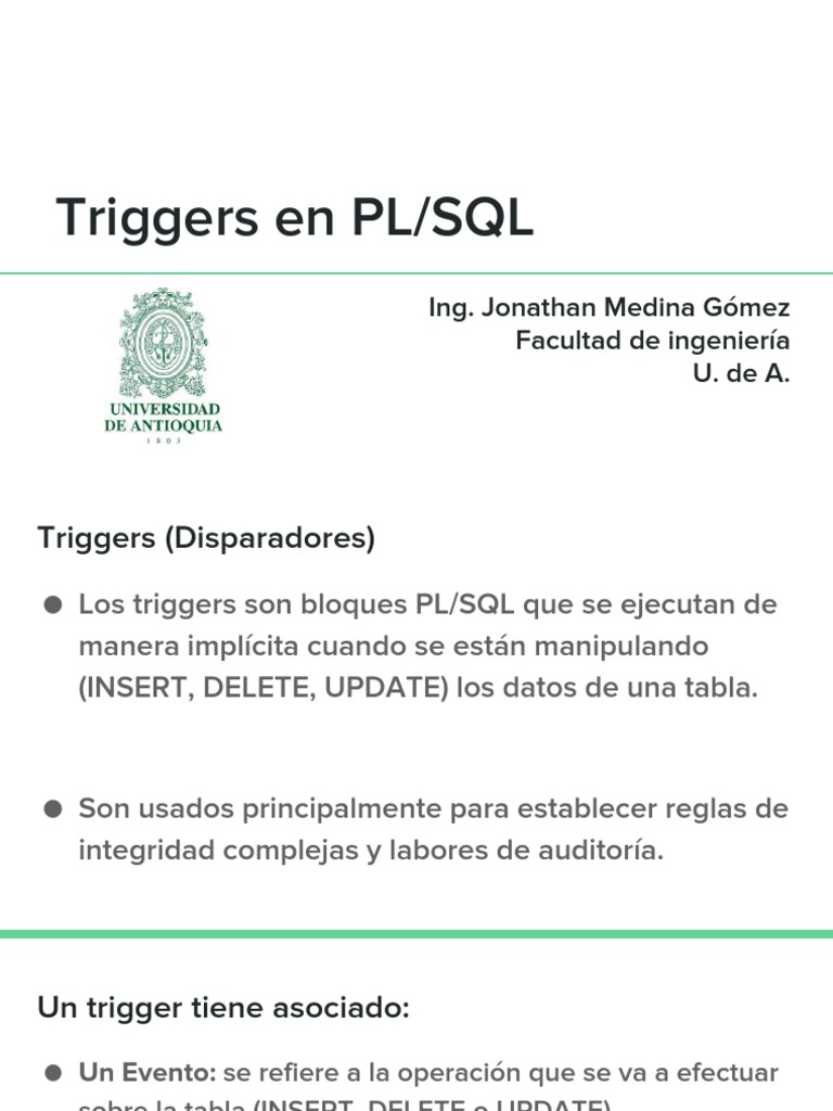 Triggers en PLSQL | PDF | Pl / Sql | Bases de datos